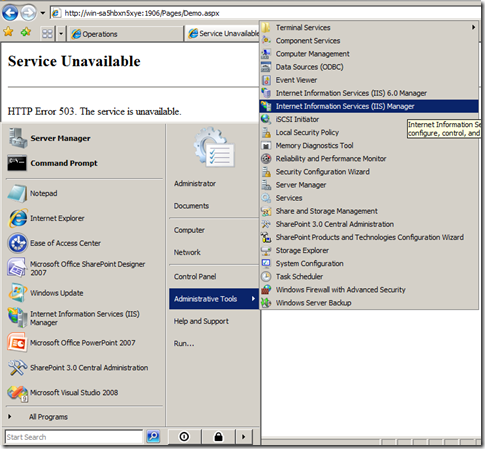Come Across: Service Unavailable HTTP Error 503. The service is unavailable